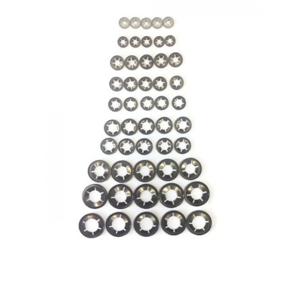 50 Piece Assortment Genuine Starlock Washer For Metric Round Shaft